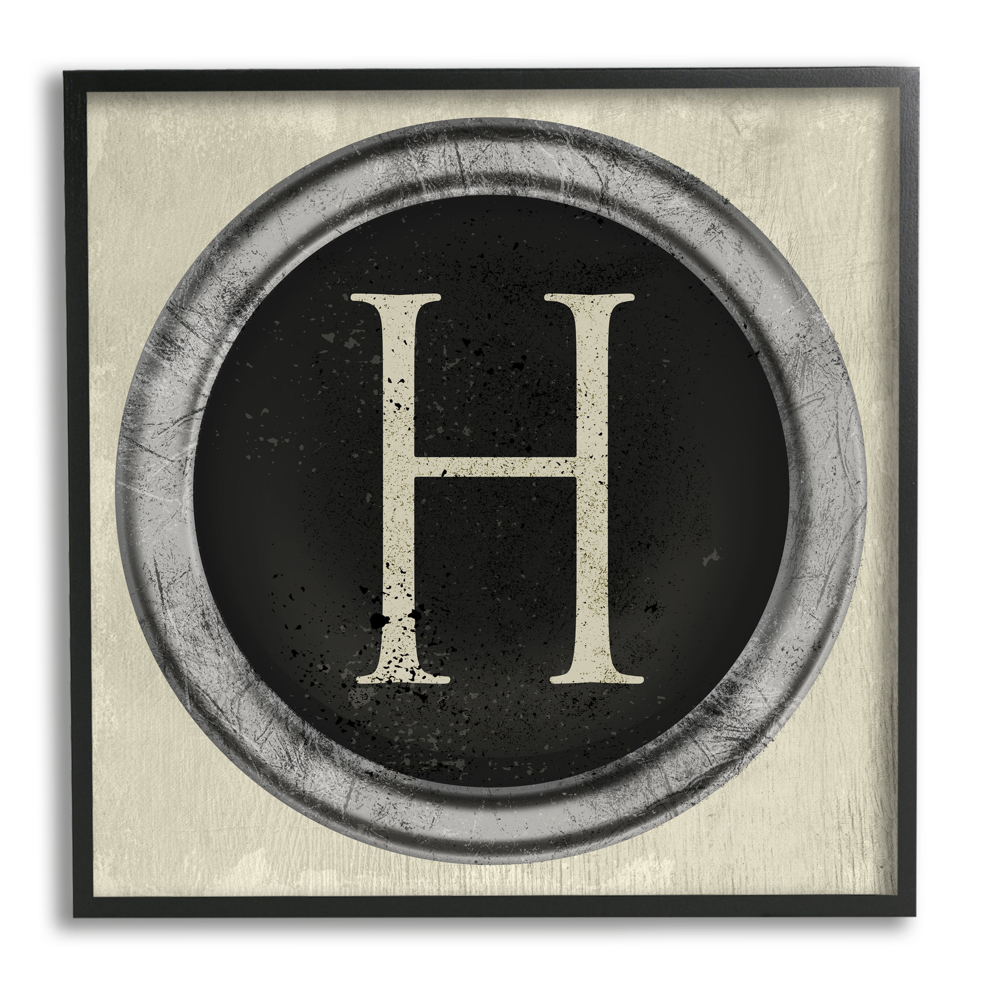 Stupell Industries Letter H Initial Typewriter Key Vintage Shape White ...