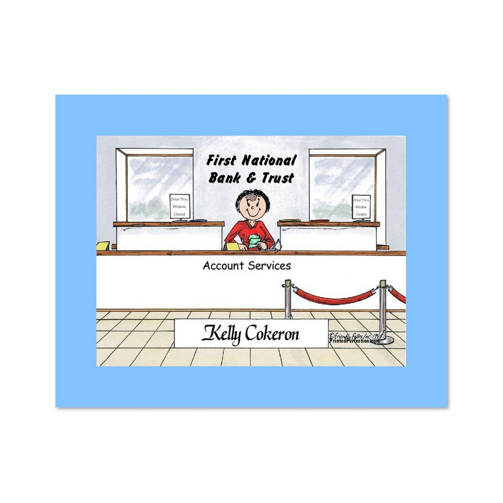 Printed Perfection Personalized Bank Teller - Female Cartoon Caricature ...