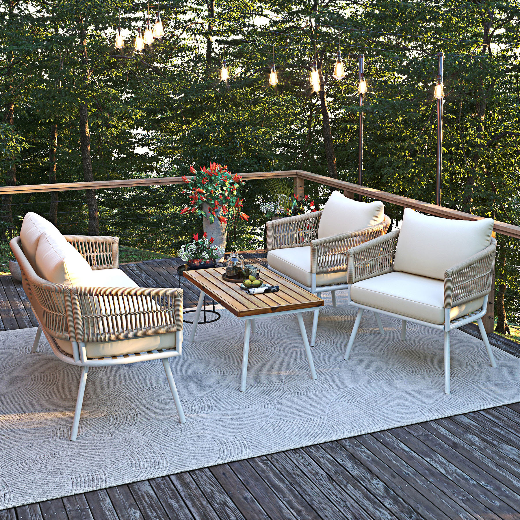 Dakota Fields 4-Piece Outdoor Patio Conversation Set - Wayfair Canada