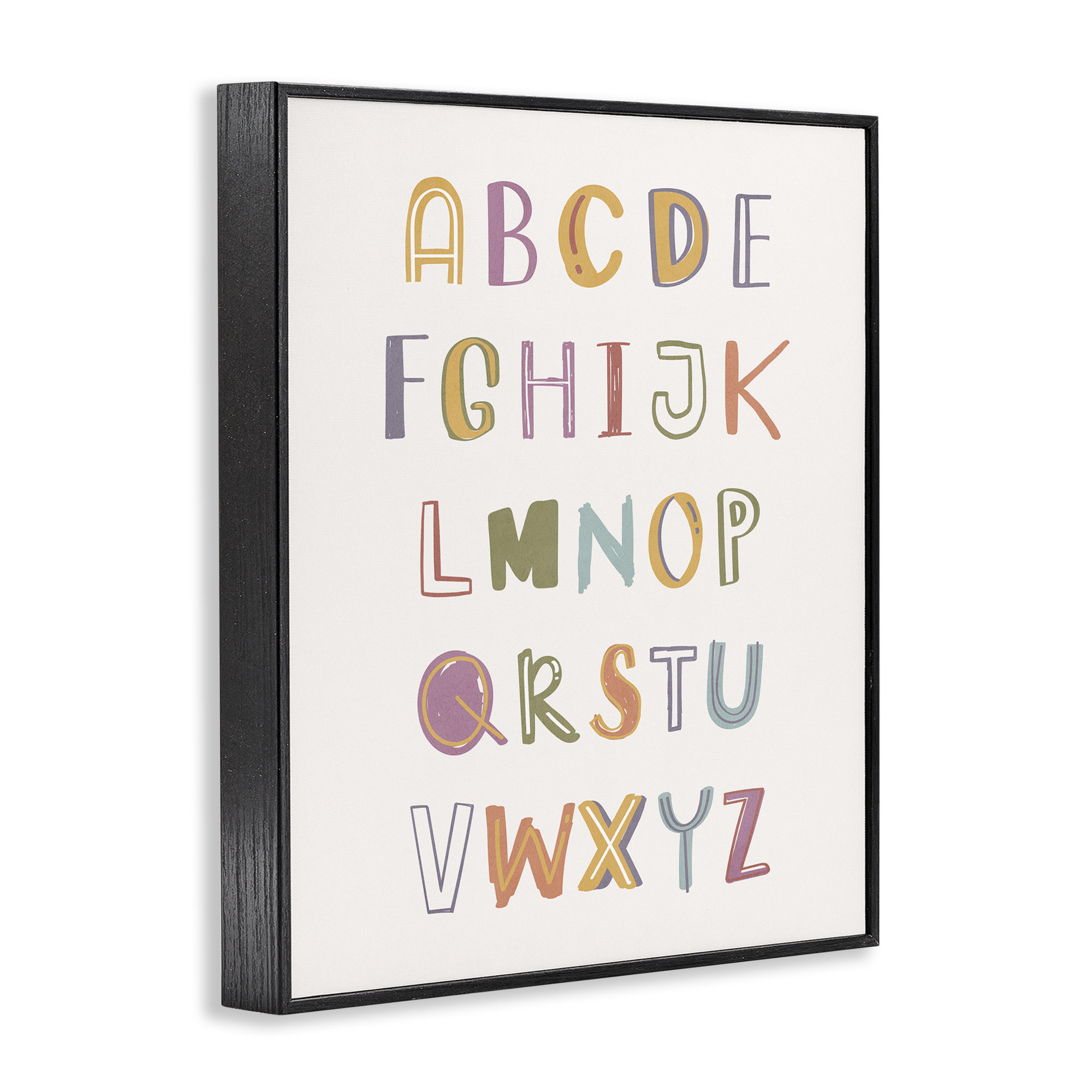 Stupell Industries Soft Doodle Alphabet Black Framed Giclee Art by ...
