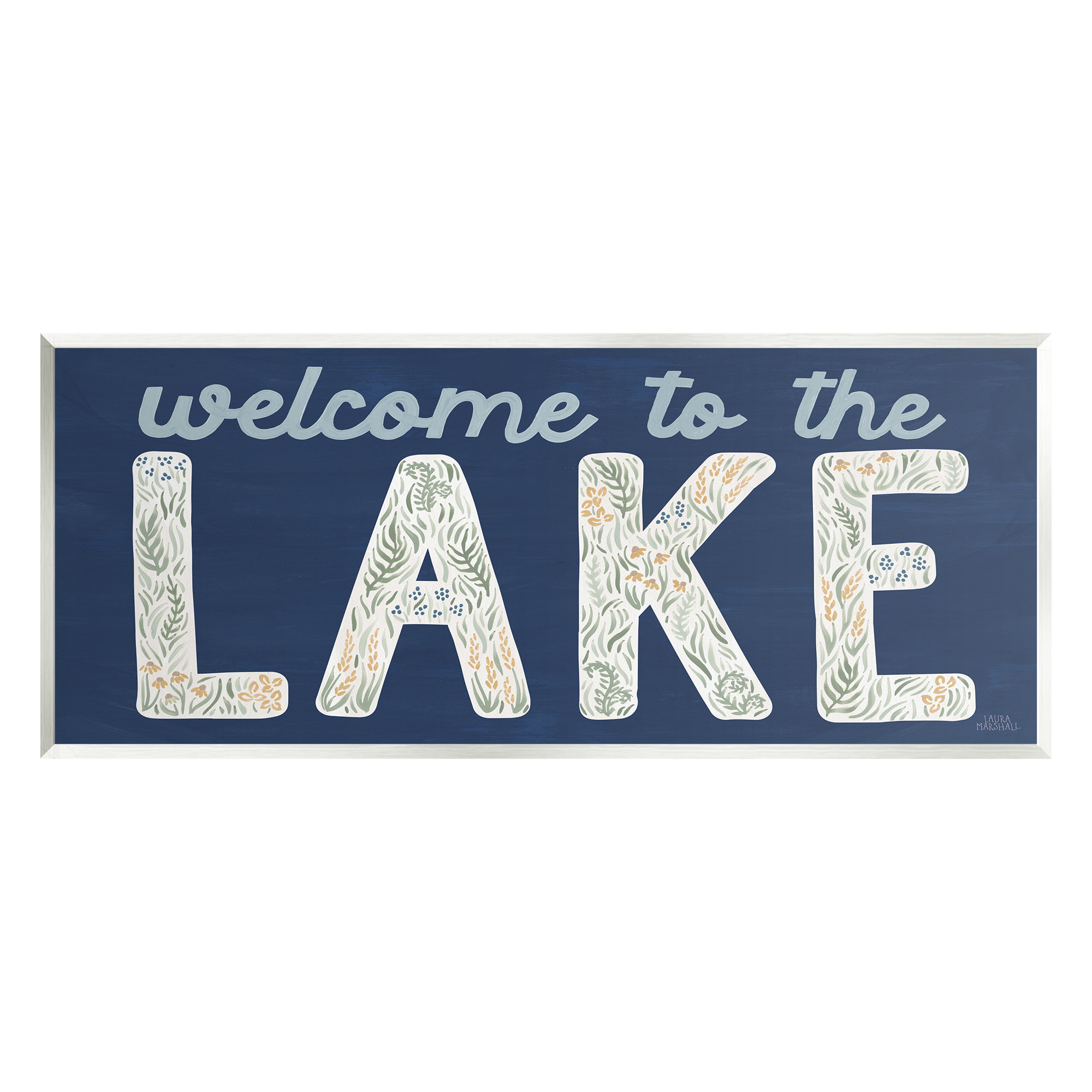 Stupell Industries Welcome Lake Floral Phrase Canvas Wall Art Design by ...
