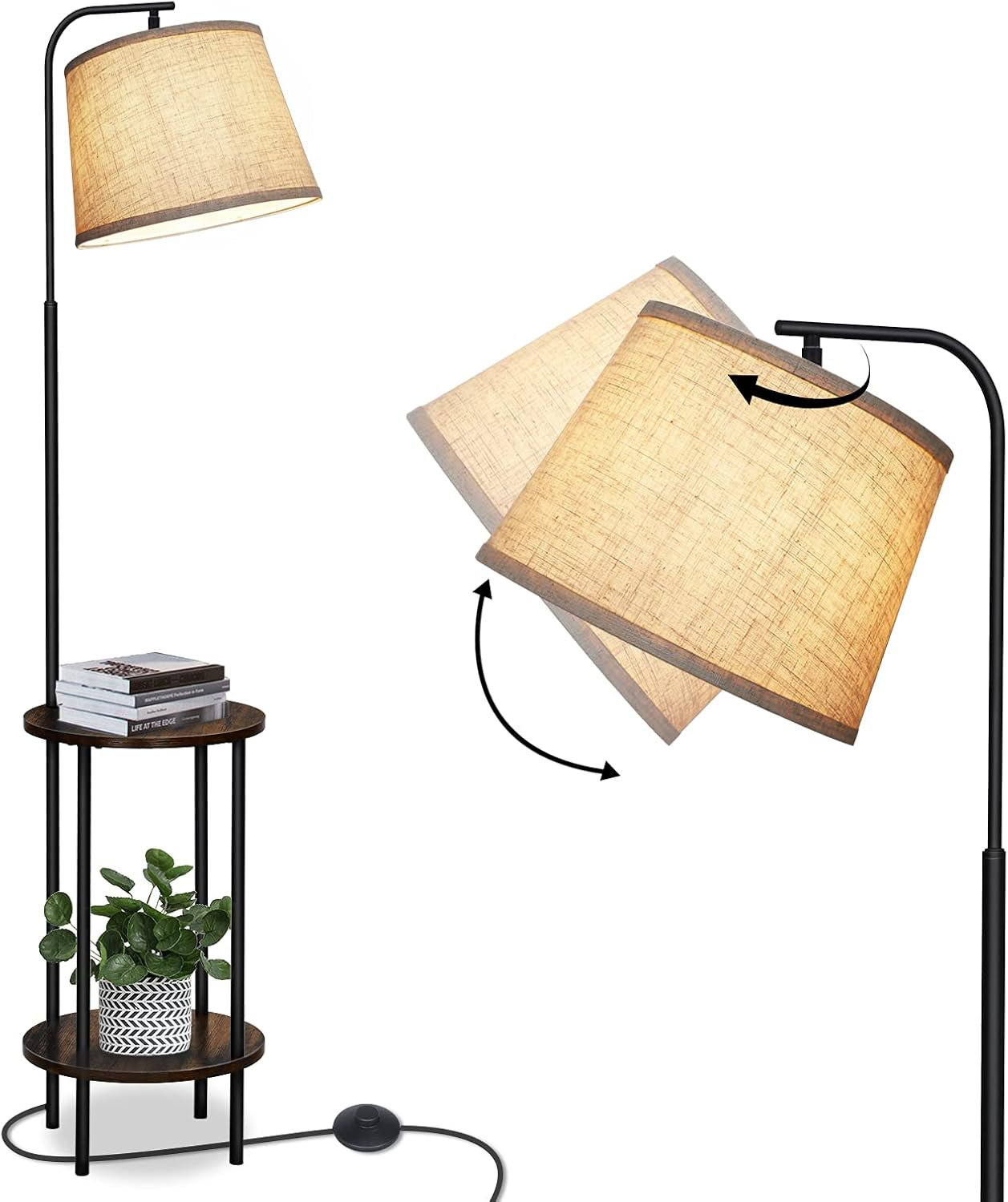 17 Stories Floor Lamp with Table Attached, Farmhouse Narrow Nightstand ...