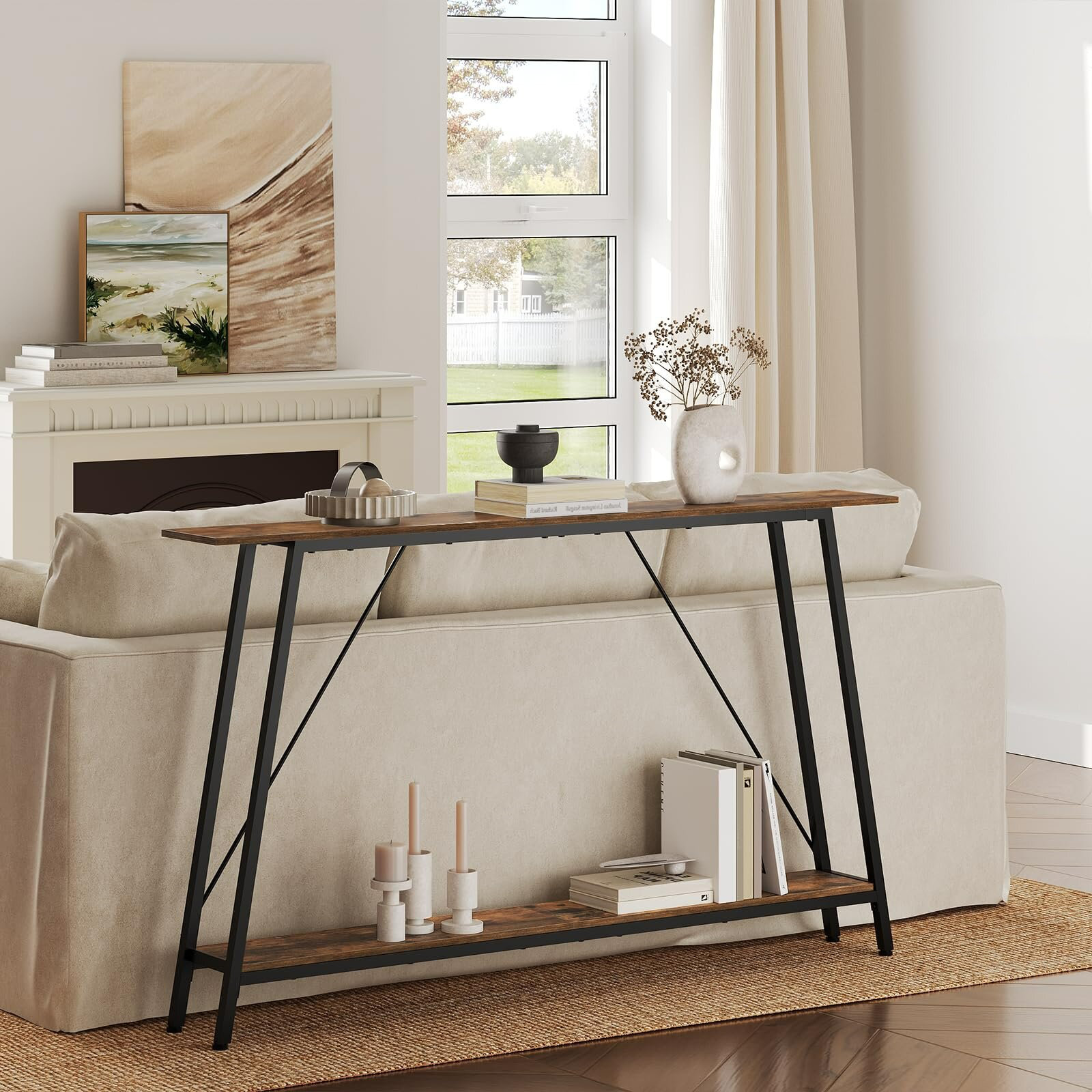 17 Stories 55" Console Table,2-Layer Hallway Table - Wayfair Canada