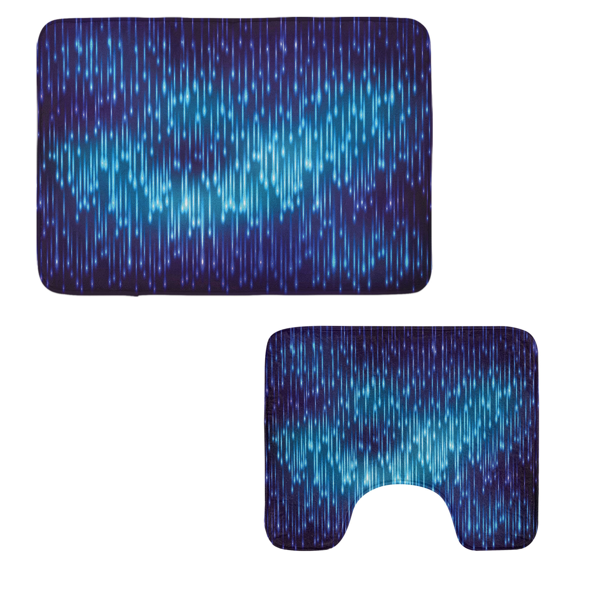 East Urban Home Blue Bathroom Rug Set 2 Pieces Rectangle & Contour Mats ...
