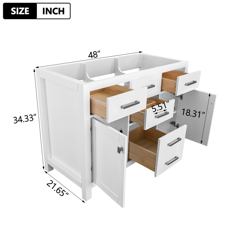 Enyibath 48 Inch White Bathroom Vanity | Wayfair