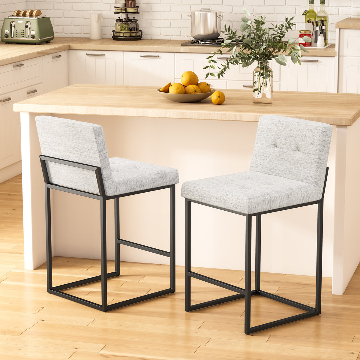 Latitude Run® Counter Height Bar Stools With Padded Back, Modern ...