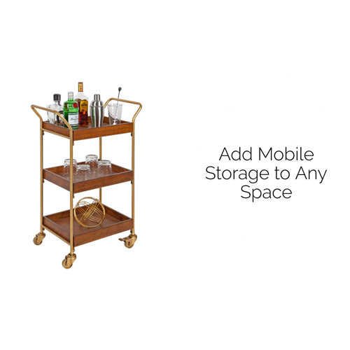 Wade Logan® Baumstown Metal Bar Cart & Reviews | Wayfair