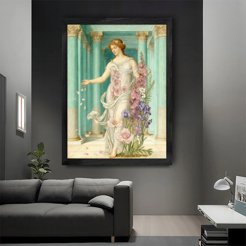 Fleur De Lis Living Black Framed Greek Goddess Floral Wall Art ...