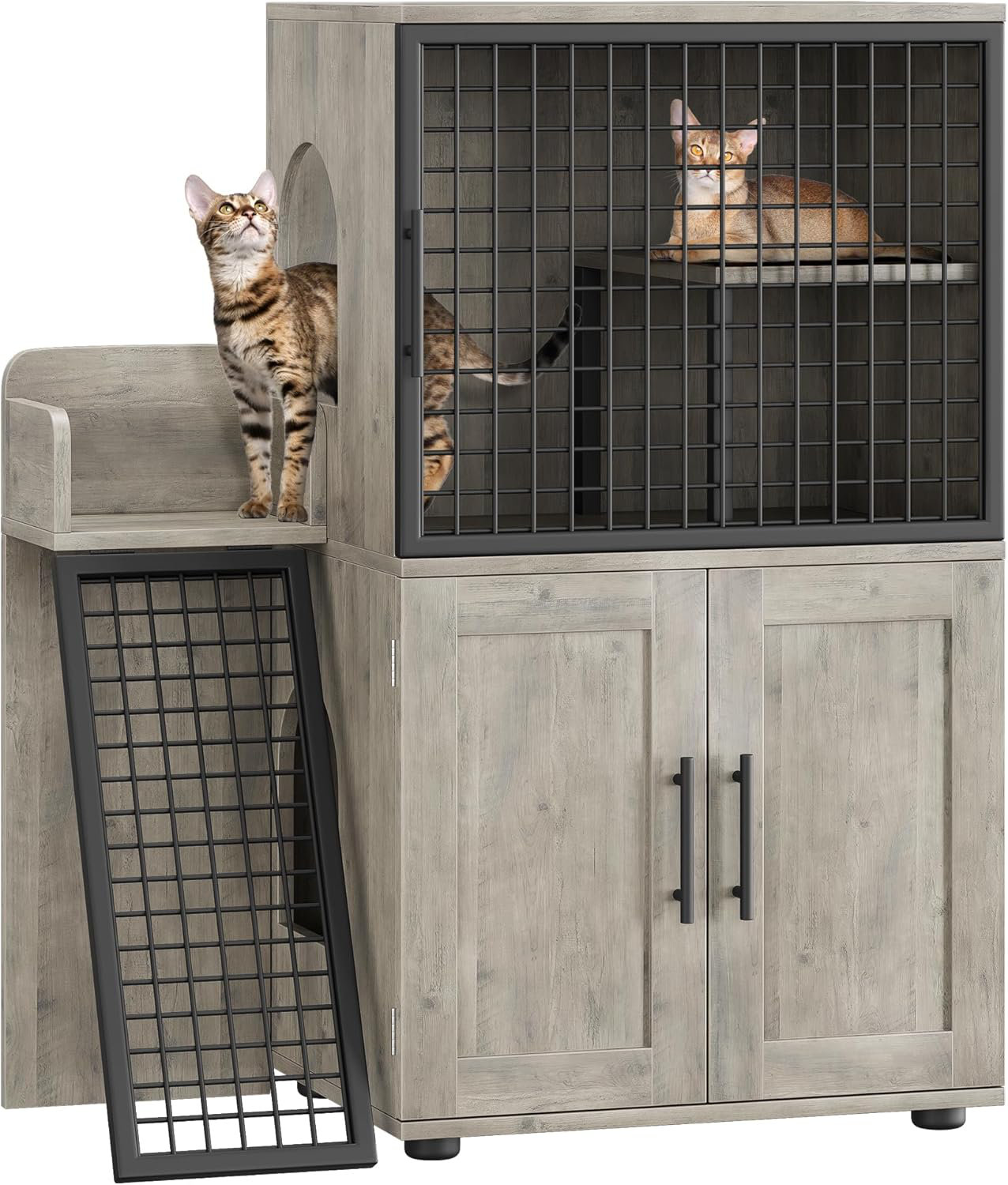 Ebern Designs Double Layer Hidden Furniture Modern Villa Cat Litter Box ...