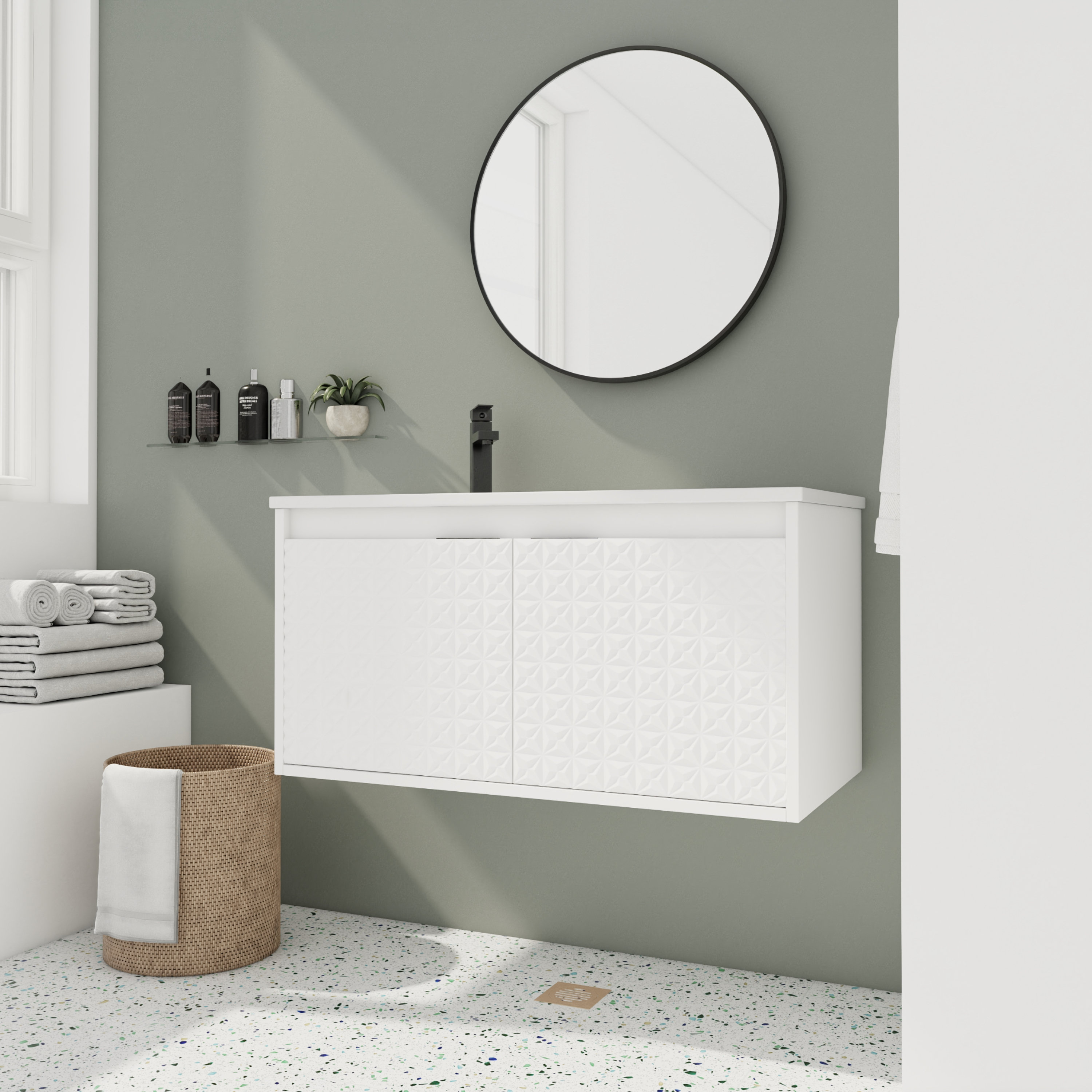 Wrought Studio™ Keyah 36.27'' Single Bathroom Vanity with Resin Top ...