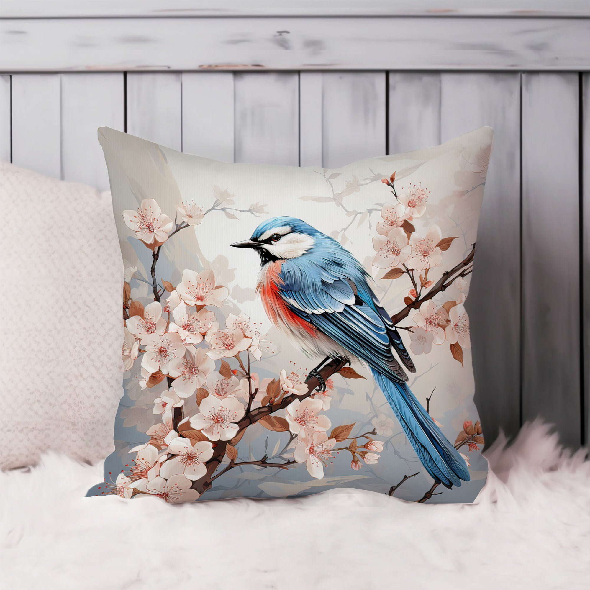 Ethan Taylor Animals Bluejay Bird & Sakura Flowers V Cottage | Wayfair