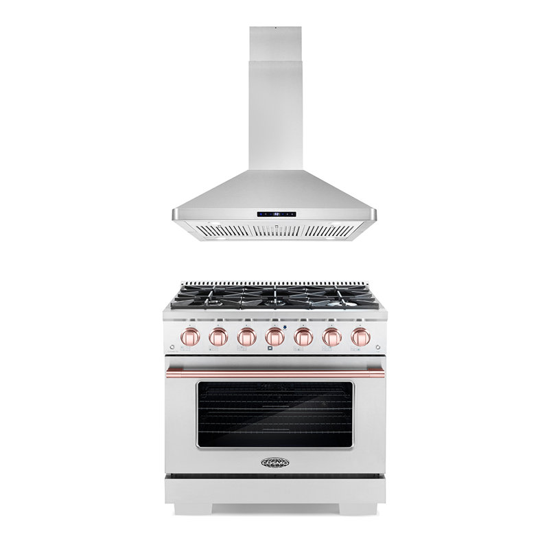 Cosmo 2 Piece Kitchen Package With 36" Freestanding Gas Range With ...
