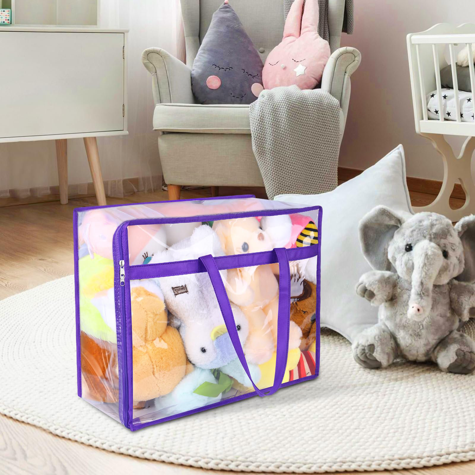 Rebrilliant 6 Pack Clear Zippered Storage Bags For Clothes,40L Closet ...