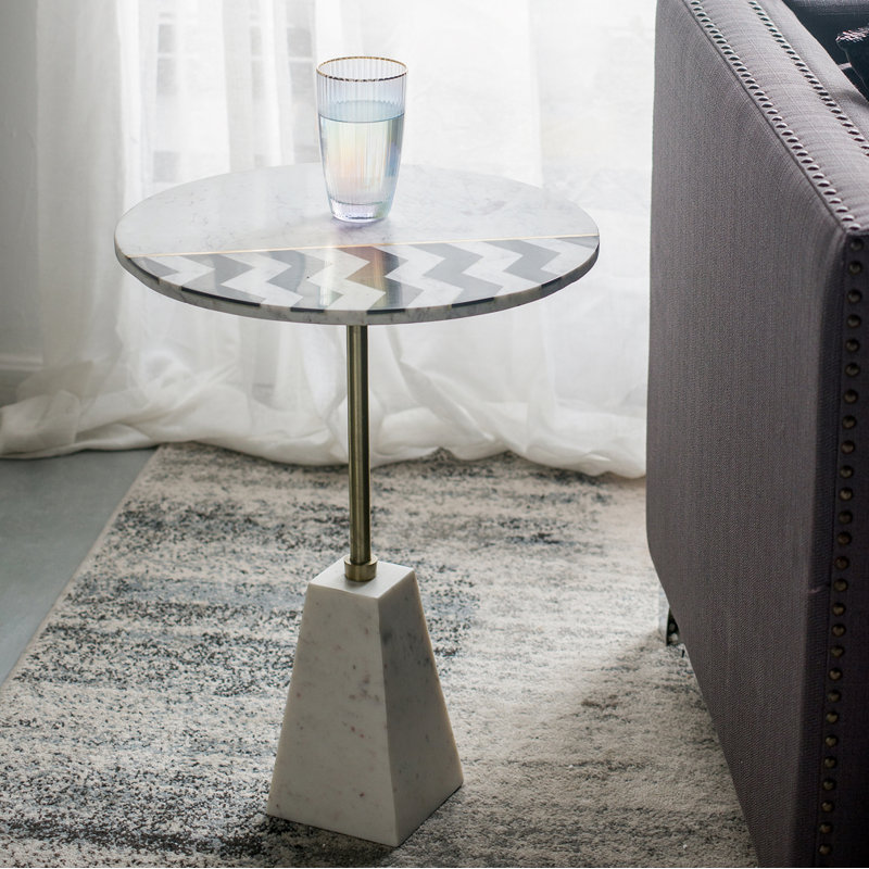 Everly Quinn Genuine Marble Pedestal End Table | Wayfair