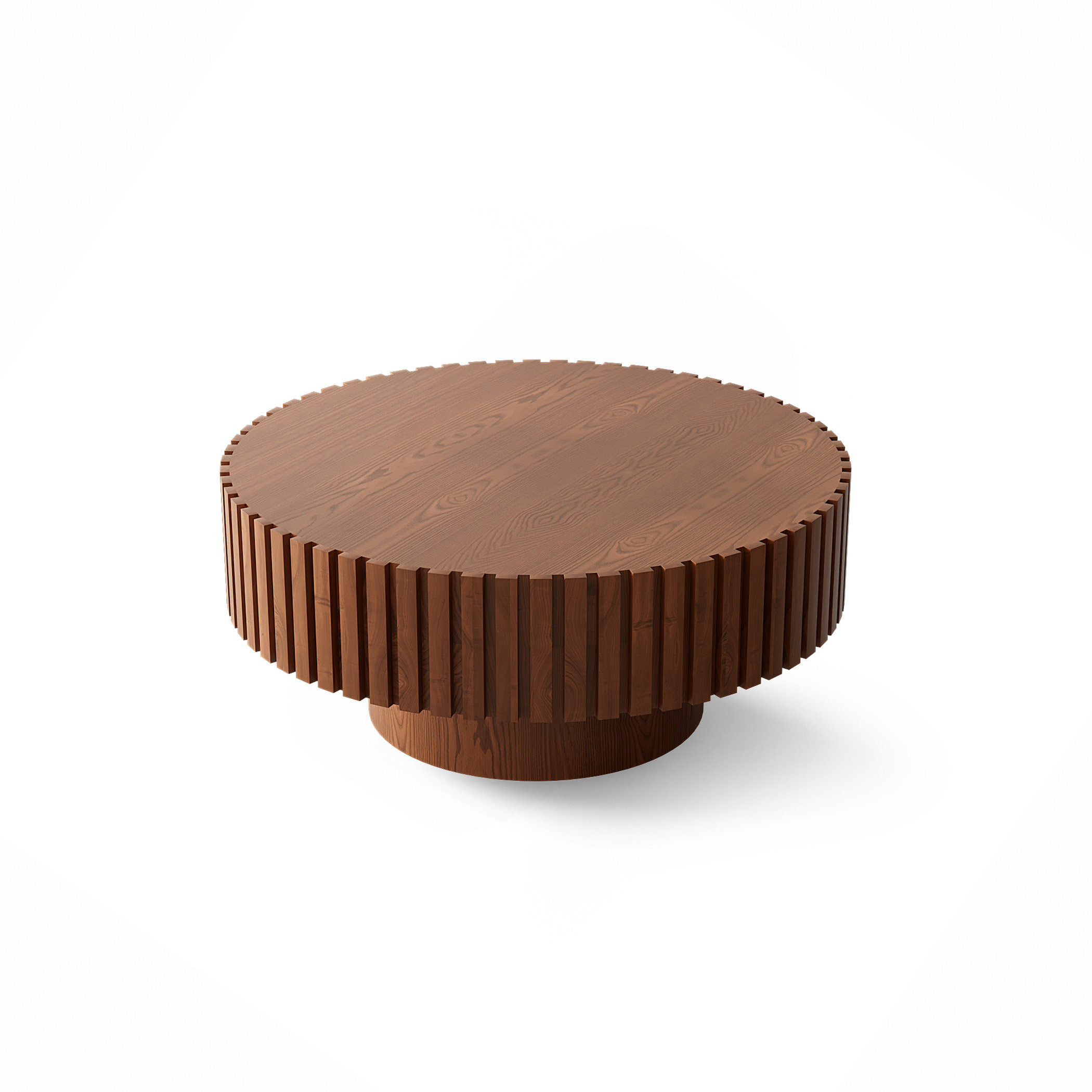 Latitude Run® Round Coffee Table Handcrafted Relief Sturdy Pedestal ...