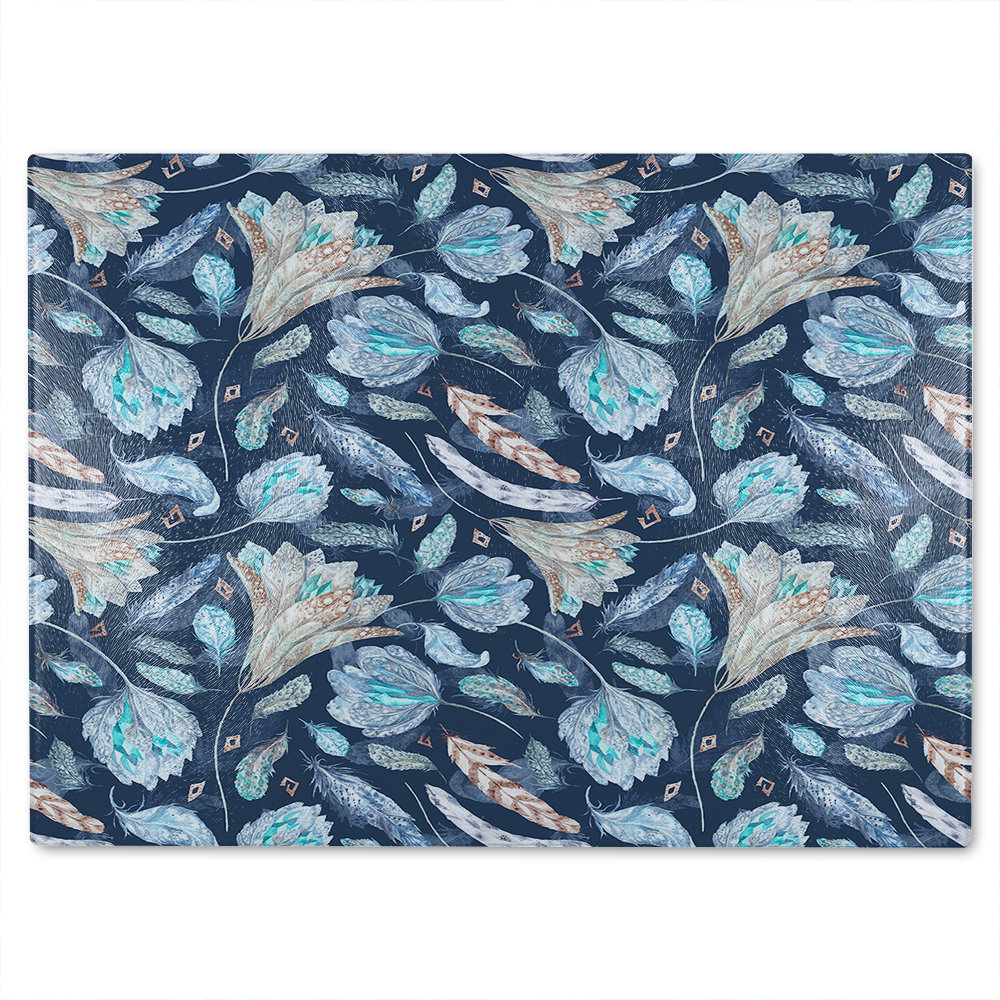 Andrew Lee Boho Chic Indigo Pattern Glass Chopping Board | Wayfair.co.uk