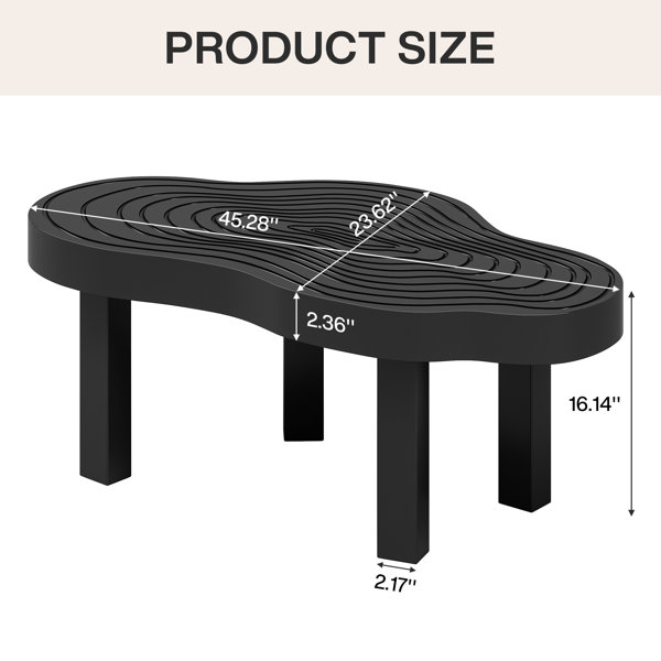 Ebern Designs 45.28" Black Cloud Coffee Table, Cute Cartoon Coffee ...