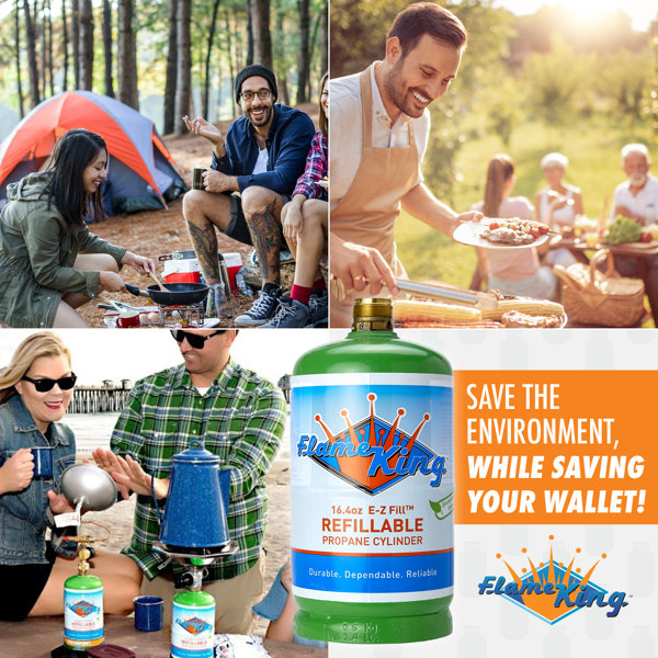 Flame King Eco Friendly Refillable 3 1lb Propane Tanks + Refill Kit ...