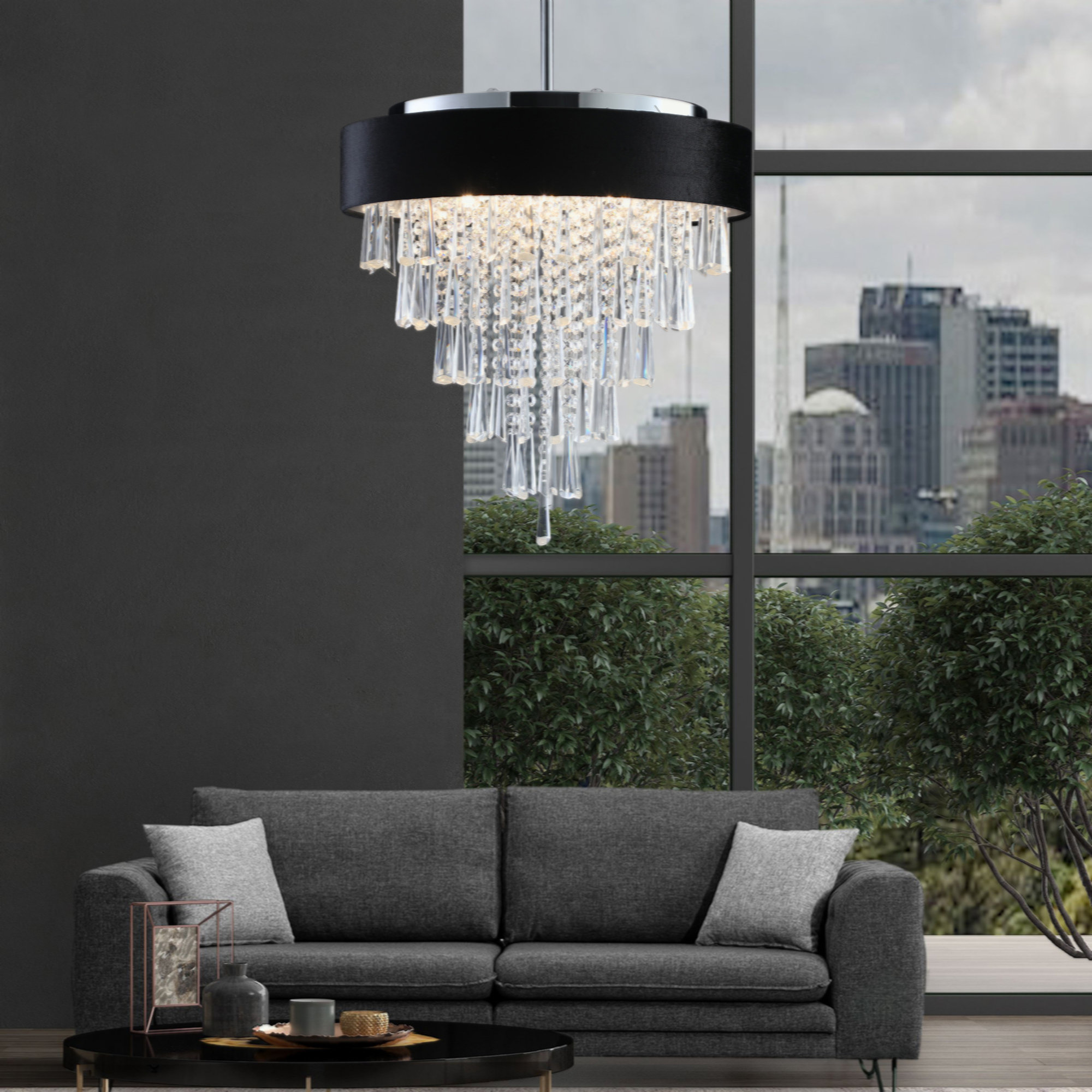 Mercer41 Modern Crystal Chandelier For Living-Room Round Cristal Lamp ...