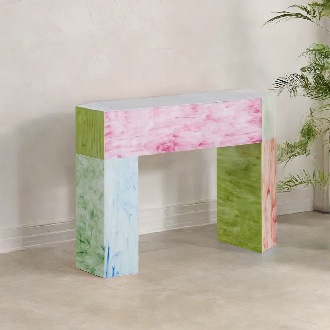 Orren Ellis Colorful painting solid wood art console table | Wayfair