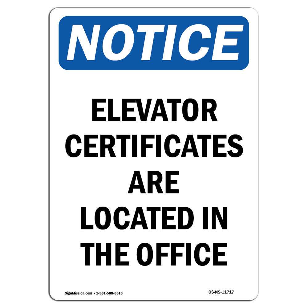 SignMission Elevator Certificates Are Located Sign | Wayfair