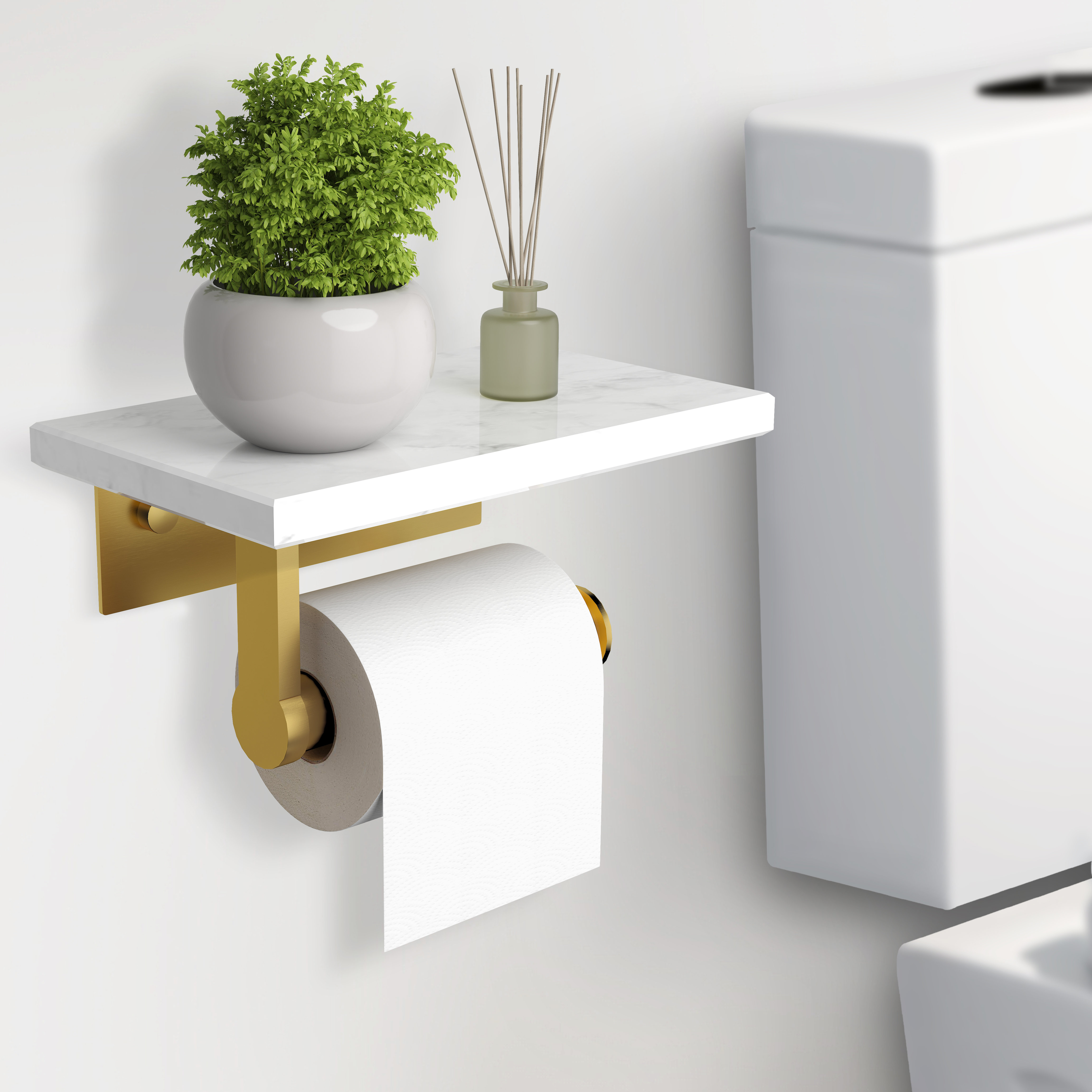 Toilet Paper Holder With Shelf