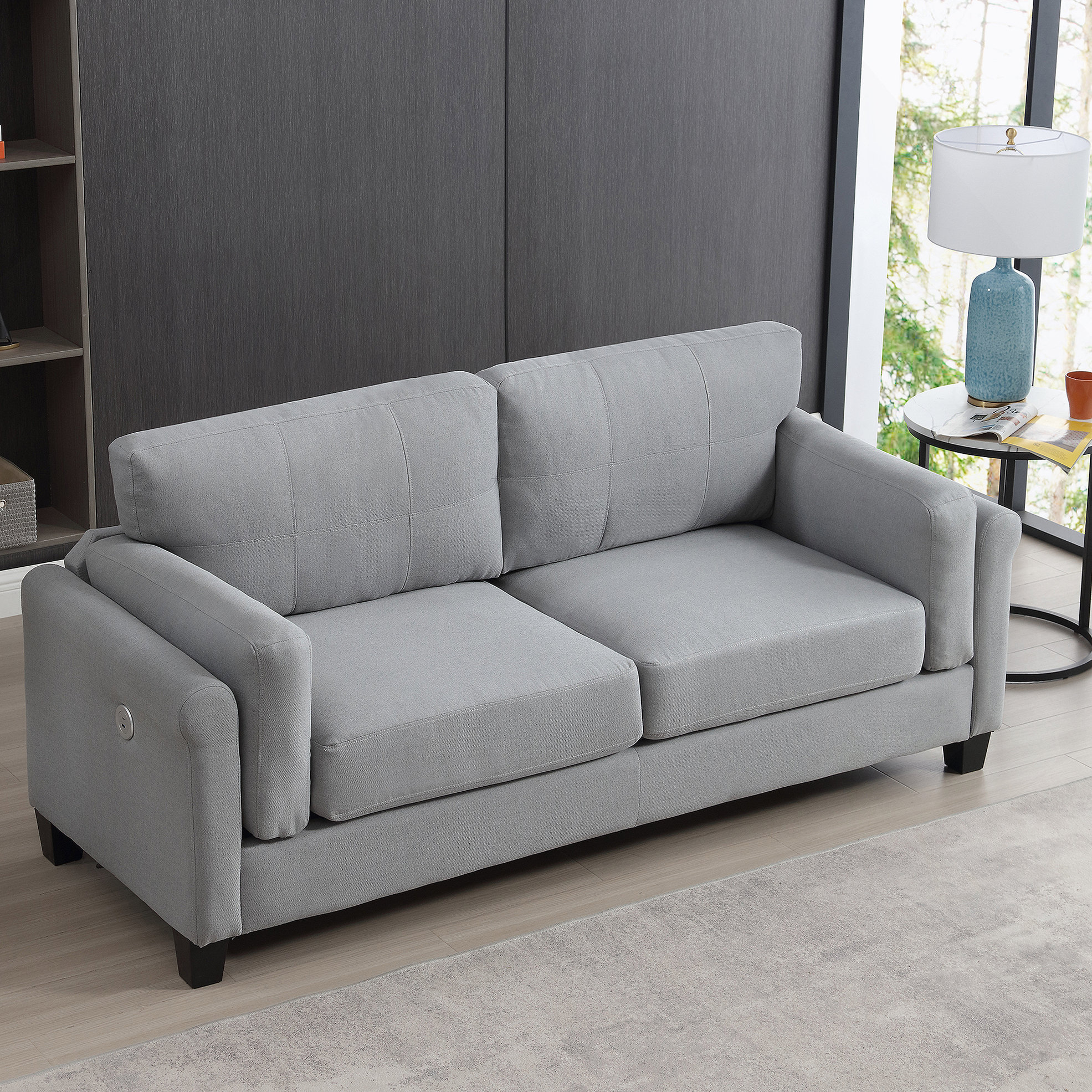 Ebern Designs Comfortable Oversized 3-Seat Linen Sofa for Home and ...