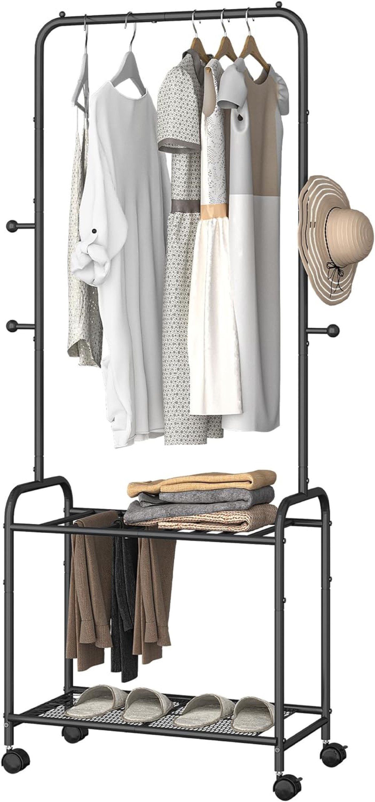 Latitude Run® Garment Rack With 2-Tier Storage Shelf | Wayfair