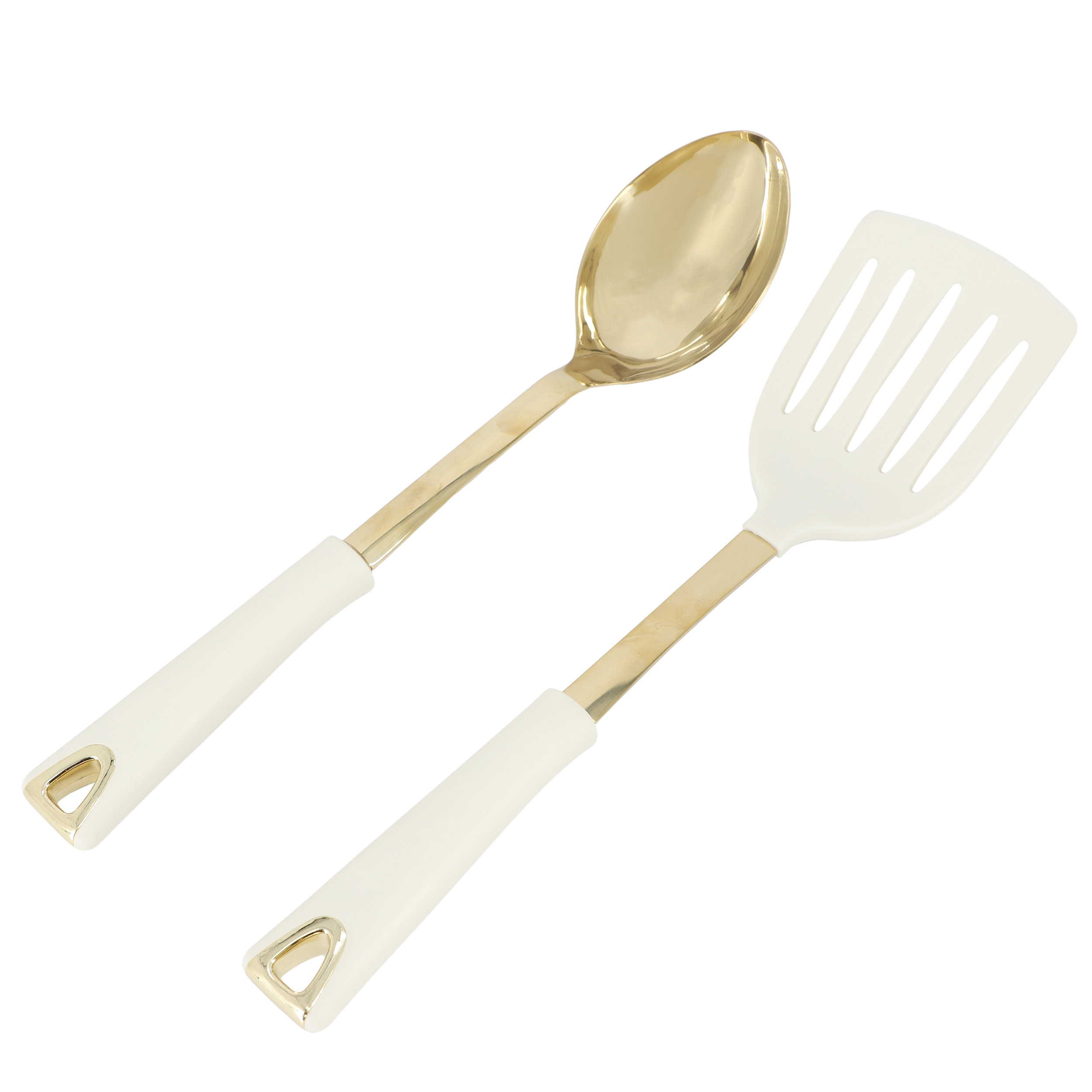 Martha Stewart Lockton 2 Piece Stainless Steel Slotted Turner and Spoon Kitchen Tool Set in ...