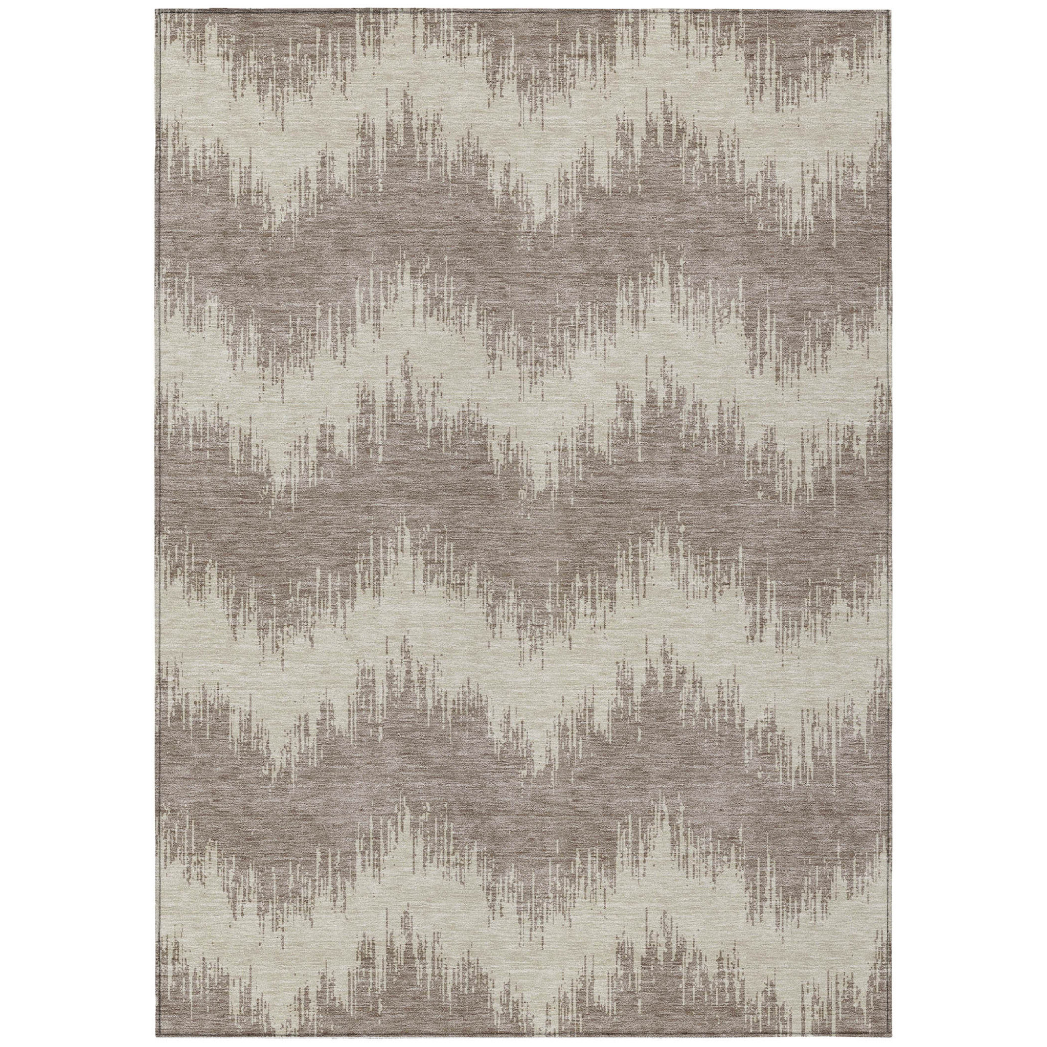 HomeRoots 3' X 5' Taupe And Ivory Chevron Washable Indoor Outdoor Area ...