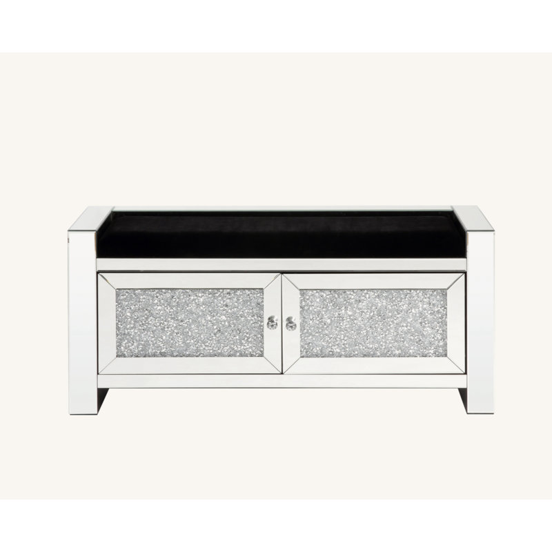 Mercer41 Noralie BENCH W/STORAGE Mirrored & Faux Diamonds | Wayfair
