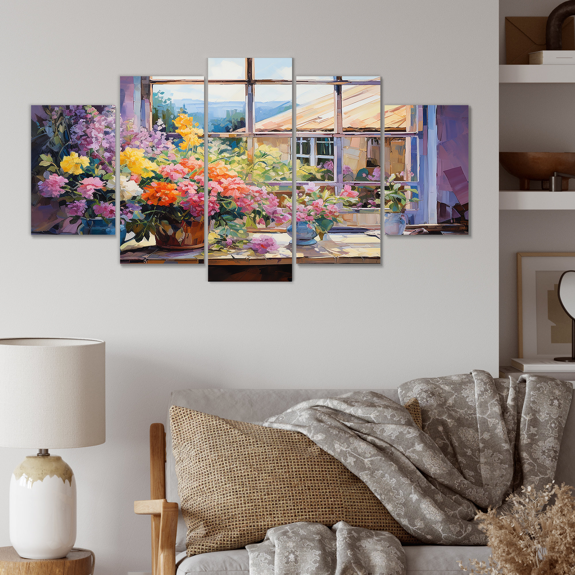 Lark Manor™ Purple Floral Ranch Window View - Farm Windows Multipanel ...