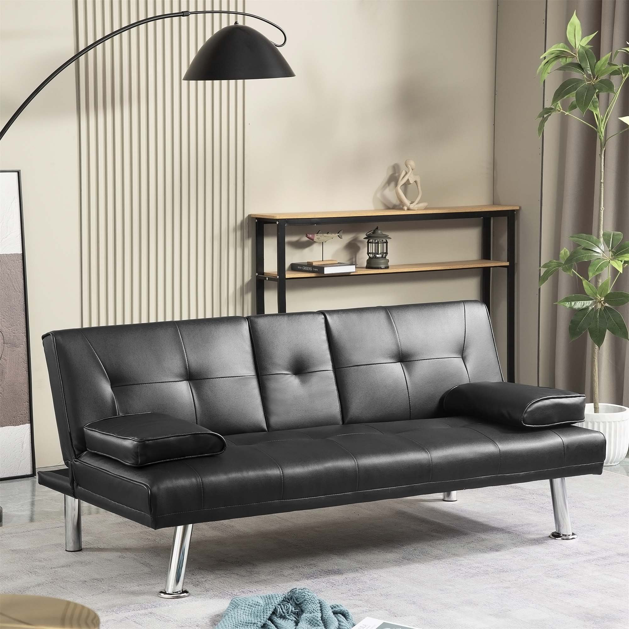 Wrought Studio Versatile Folding Futon Sofa Bed with Removable Armrests ...