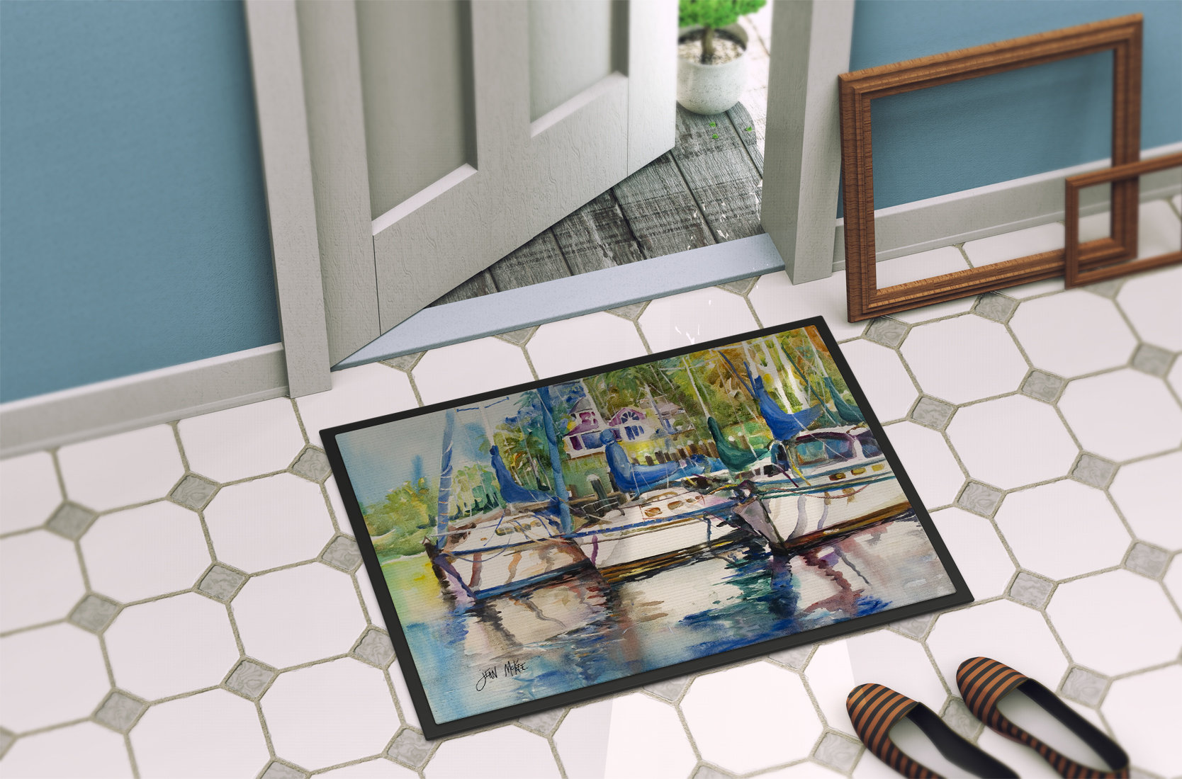 Breakwater Bay Funchess Safe Harbour Sailboats Non-Slip Indoor Door Mat ...