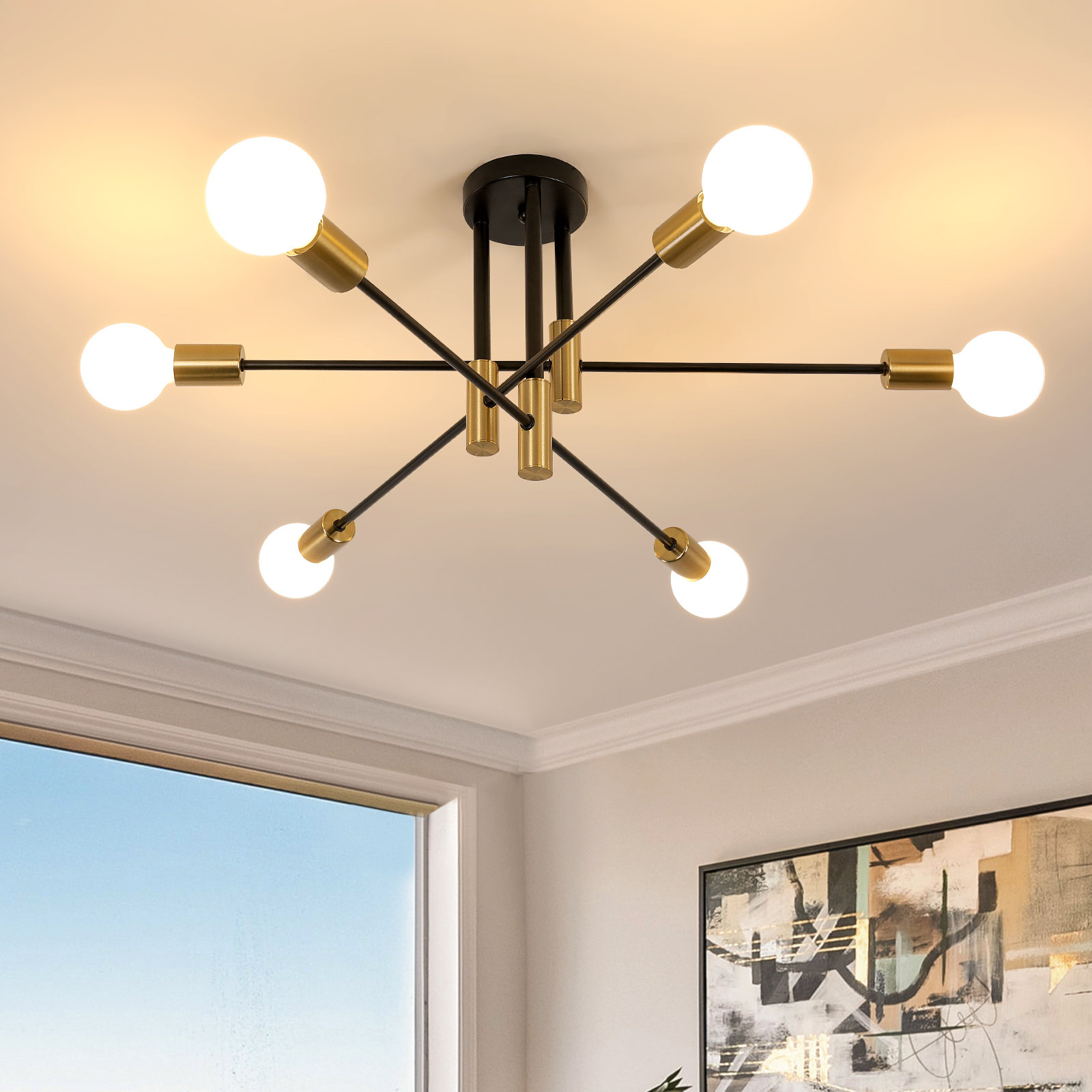 Wrought Studio Fahren 6-Light Sputnik Sphere Semi Flush Mount Ceiling ...