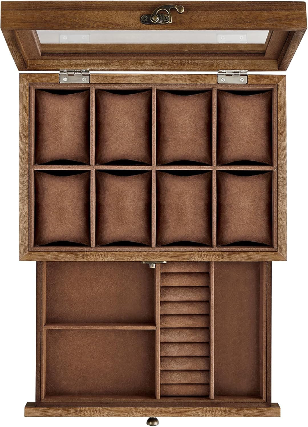 Astoria Grand 8-Slot Watch Box, 2-Tier Watch Display Case With Large ...