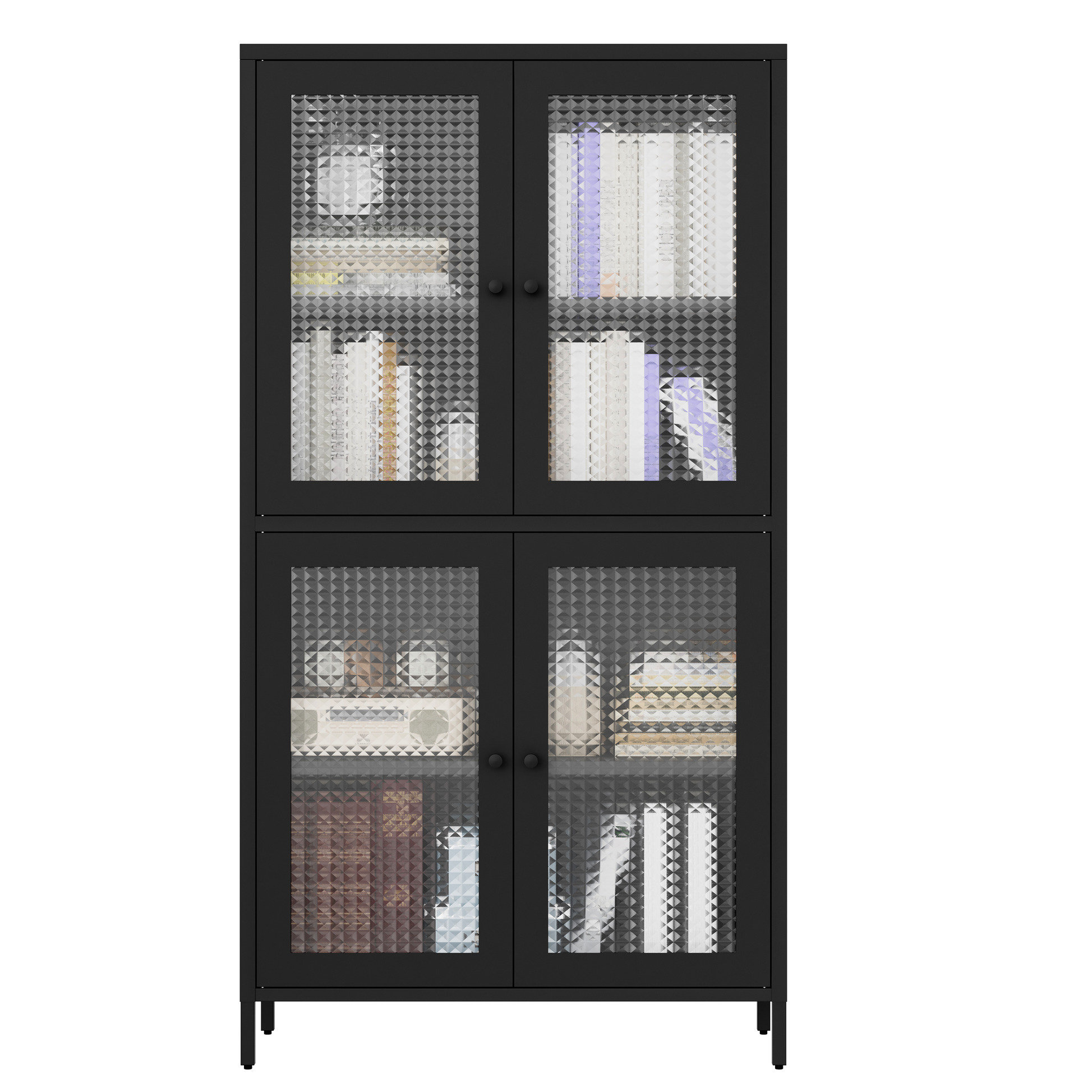 Latitude Run® Metal Side Cabinet With 4mm Thick Glass For Kitchen ...