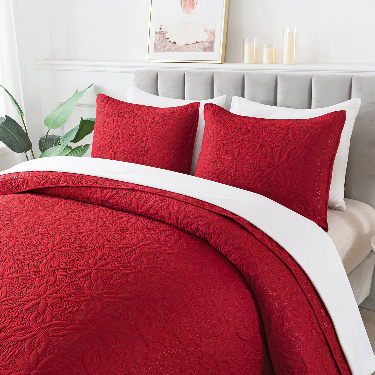 JML QSM0221130 Microfiber 3 Piece Quilt Set & Reviews | Wayfair