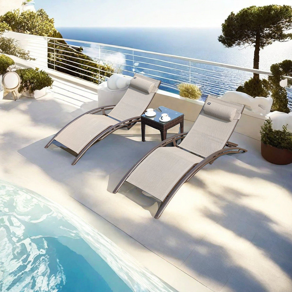 Orren Ellis McCord Outdoor Chaise Lounge Set with Table | Wayfair