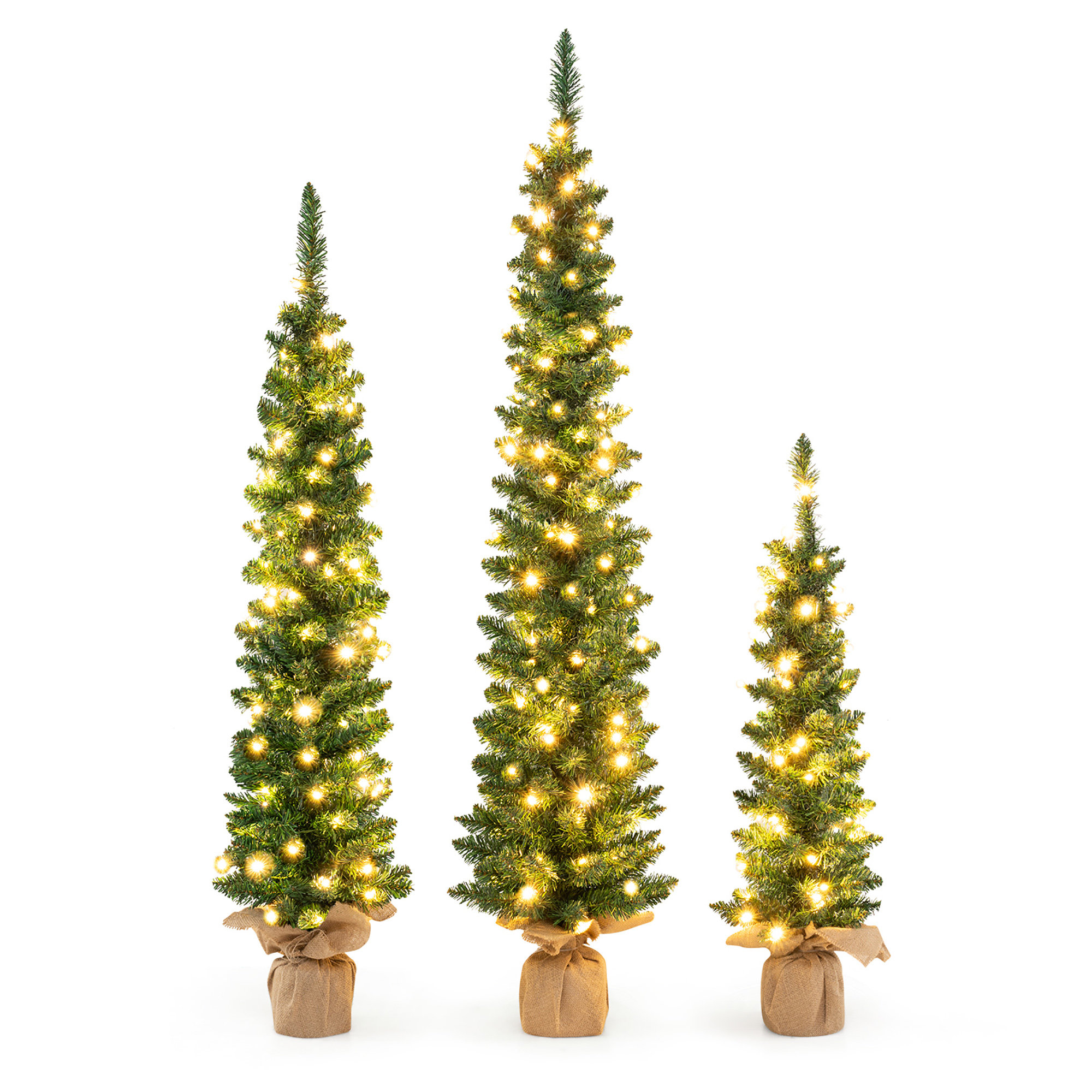 The Holiday Aisle® Set of 3 Pre-Lit Artificial Christmas Trees 3 PCS 3 ...