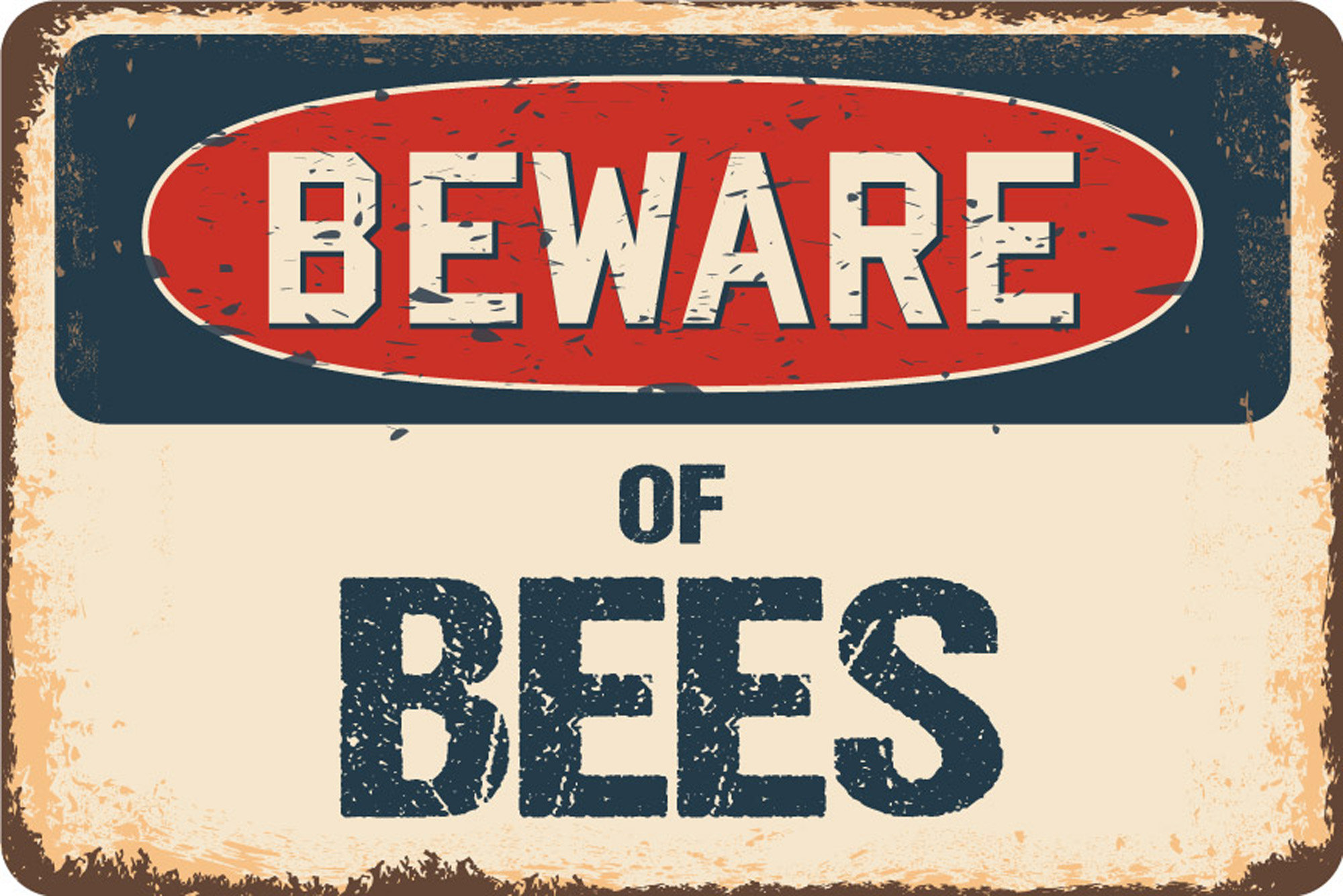 Trinx Beware Of Bees Rustic Sign | Rustic, Distressed Vintage Look ...