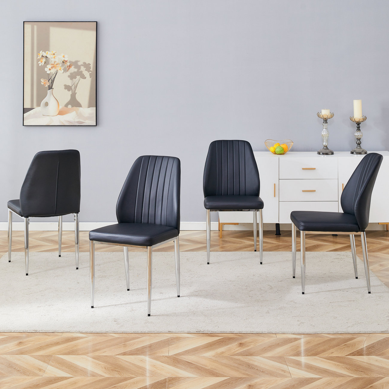 Hokku Designs Set Of Four Pu Comfort Dining Chairs (17.7"X25").Dining ...