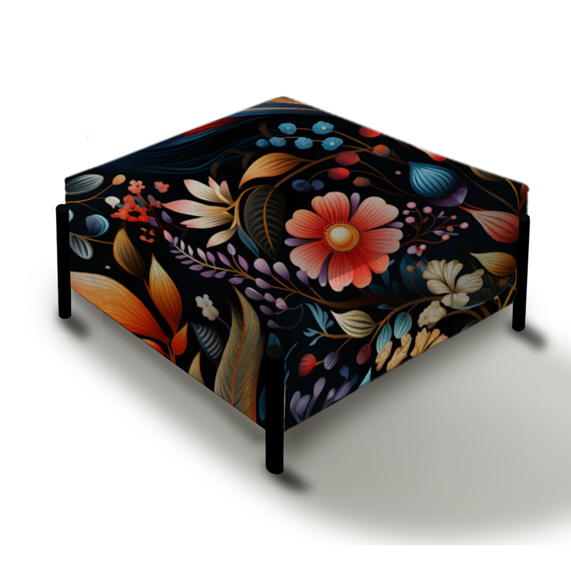 Design Art Rainbow Colors Playful Bird Carnival - Floral Large Square ...