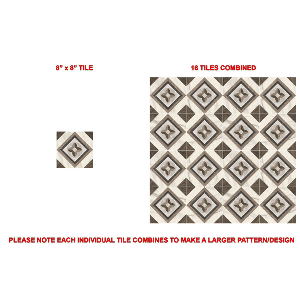 Encore Surfaces Intarsi Glam 02 8" x 8" Spanish/Pattern Look Wall ...