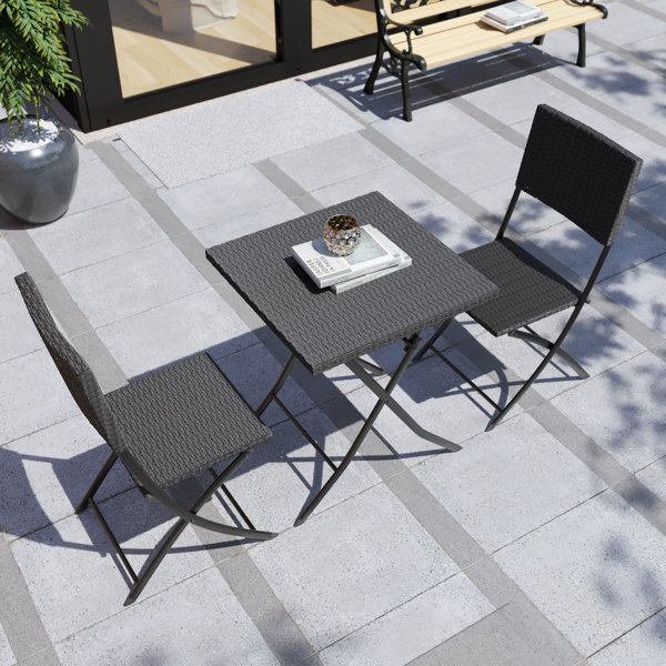 Wade Logan Latshaw Capri 2 Seater Rattan Bistro Set, Black, UKFR ...