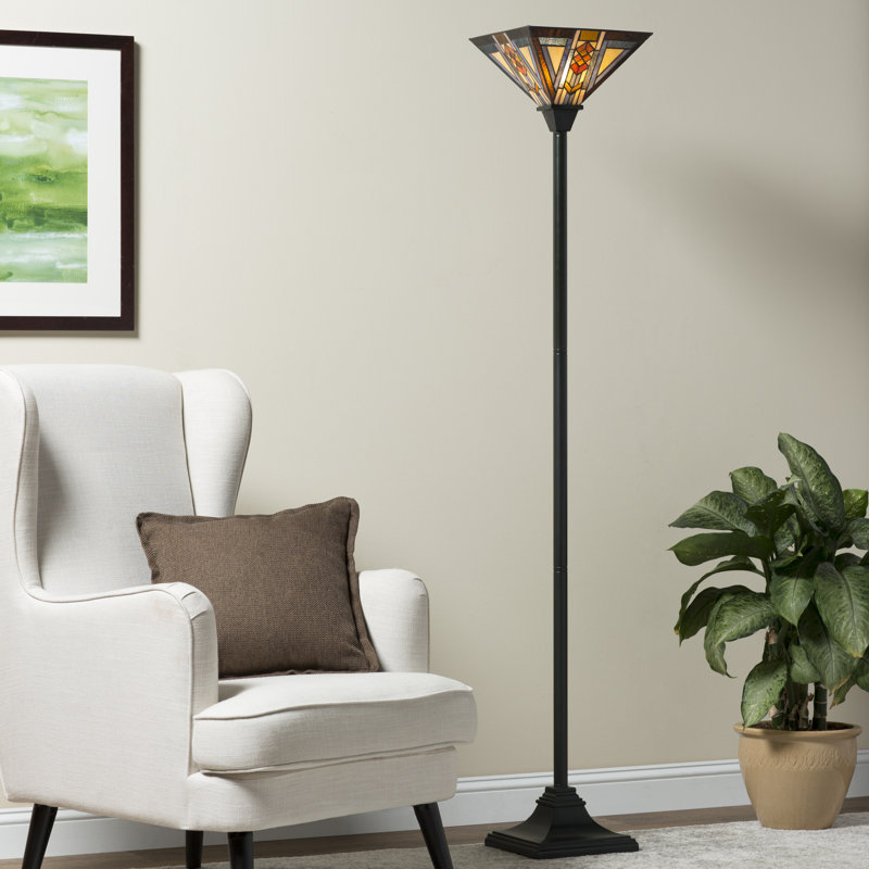 Lark Manor™ Allionna 71" Mission-Stained Glass Torchiere Floor Lamp ...