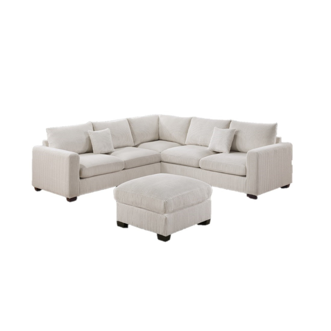 Beachcrest Home™ Dority Modern Sofa L-Sectional Sofa Corduroy Ivory LAF ...