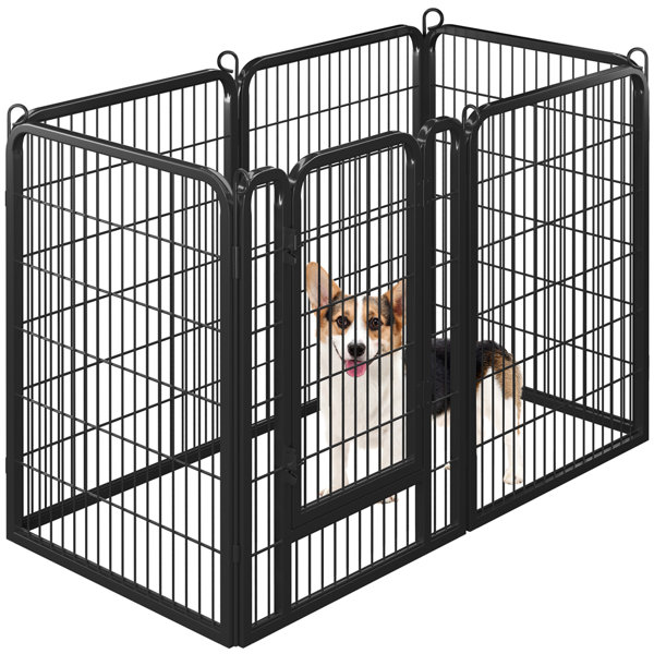 Yaheetech 40'' H 6 Panel Metal Exercise Pen With Pet Door & Reviews ...