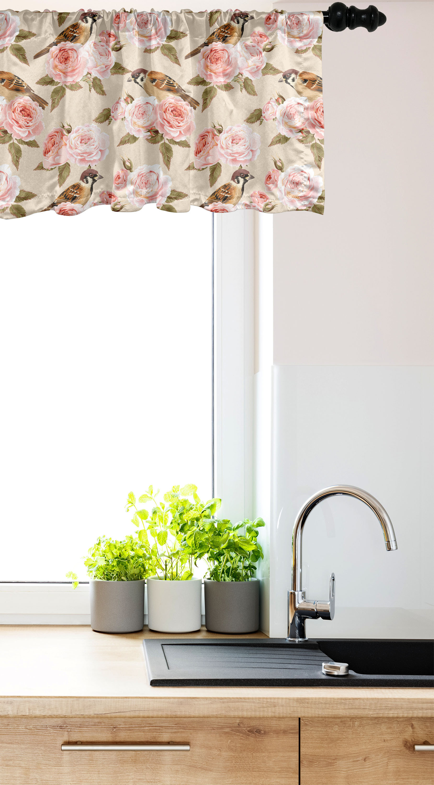 Ambesonne Floral Valance Pack of 2 Victorian Style Rose Flowers ...