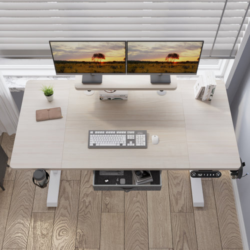 Inbox Zero Lasherrie Height Adjustable Standing Desk With A Layer ...